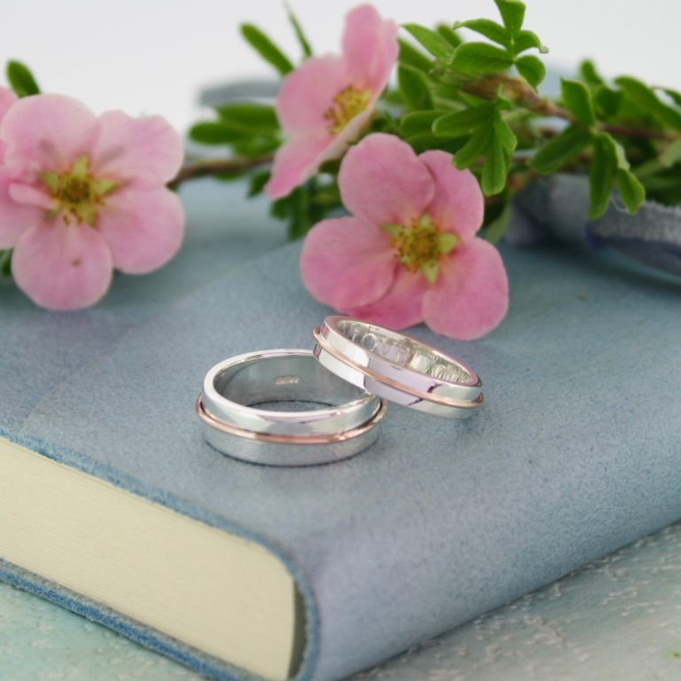 Personalised Wedding Ring with Gold Accent - Carole Allen Jewellery